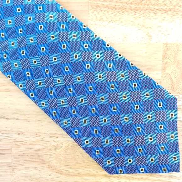 Robert Talbott | Accessories | Robert Talbott Blue And Gold Geometric Tie | Poshmark